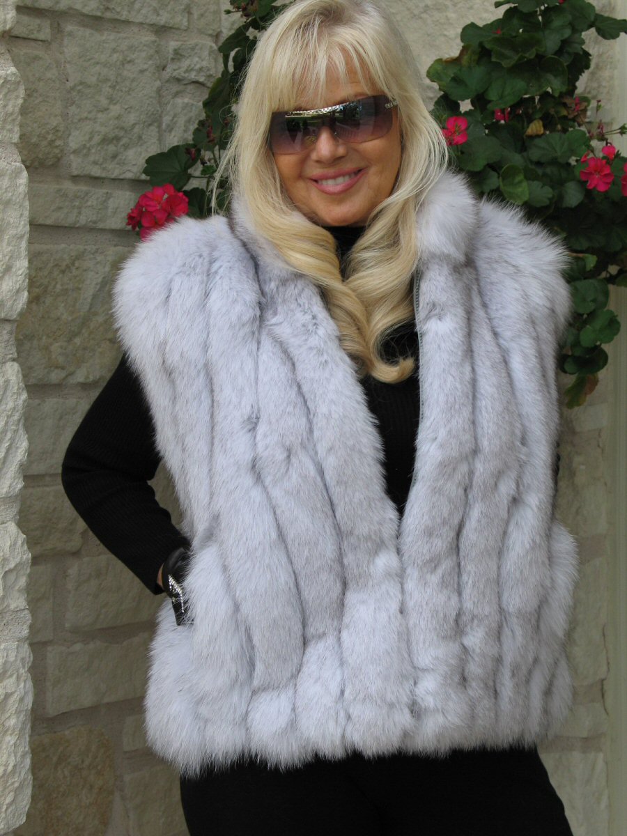 So Cute Natural Blue Fox Fur Vest | Aspen Fashions by Gwen